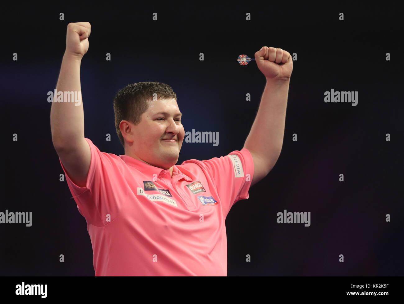 Keegan Brown celebrates during day four of the William Hill World Darts ...