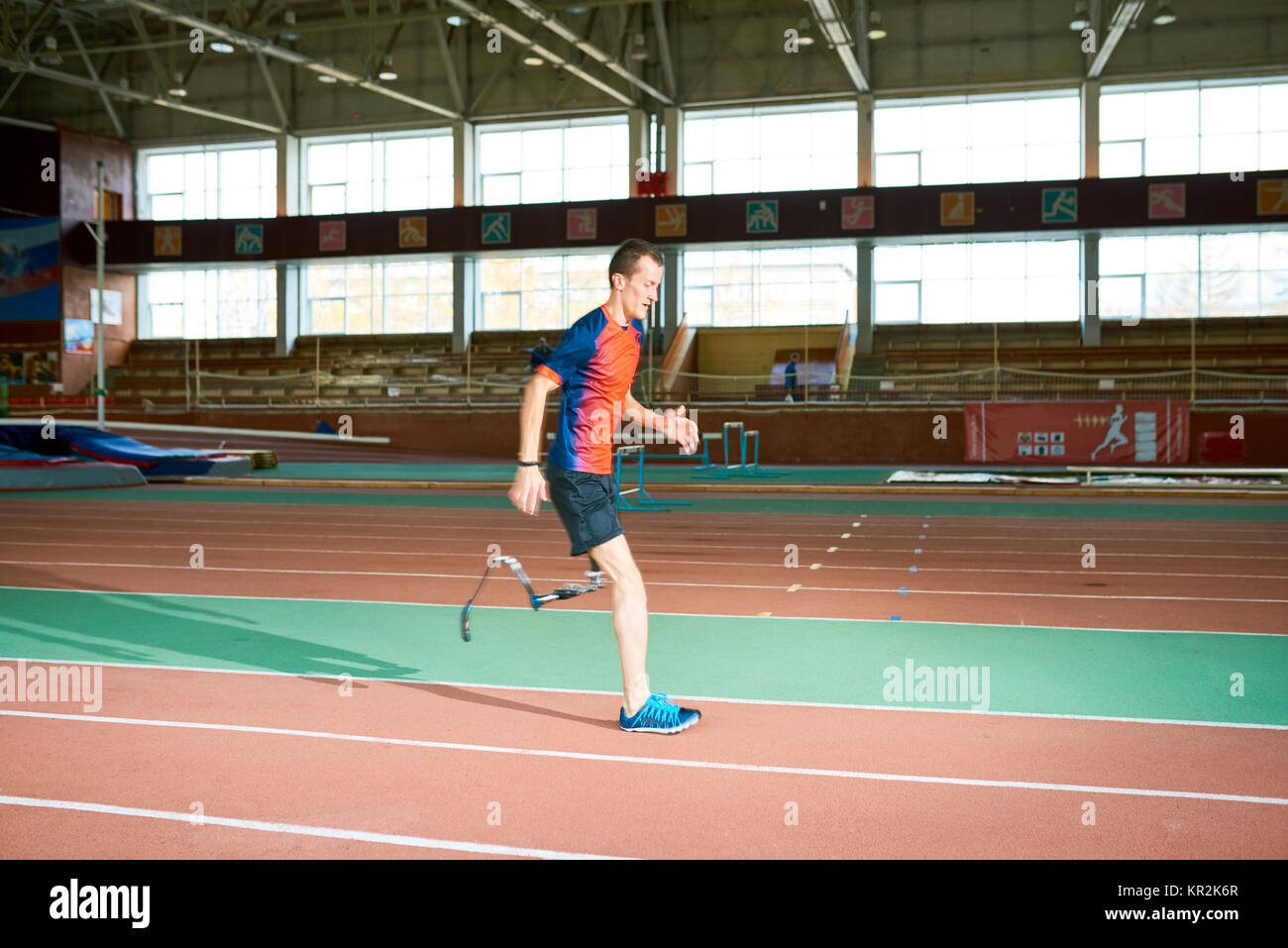 Handicapped Sportsman Running on Track Stock Photo - Alamy