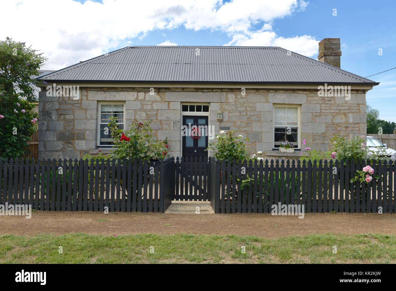 Traditional Australian homes with gardens in Tasmania, Australia Stock ...
