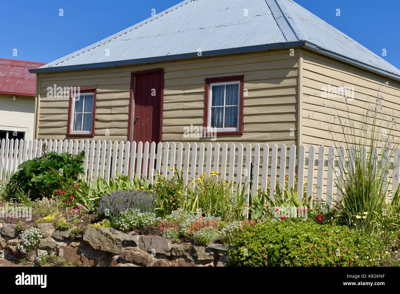 Traditional Australian homes with gardens in Tasmania, Australia Stock ...