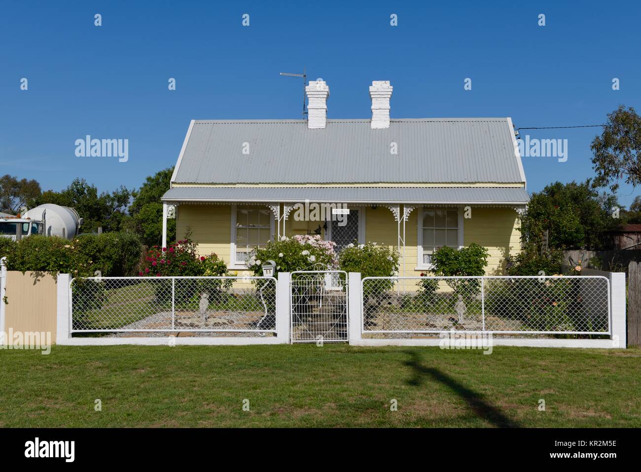 Traditional Australian homes with gardens in Tasmania, Australia Stock ...