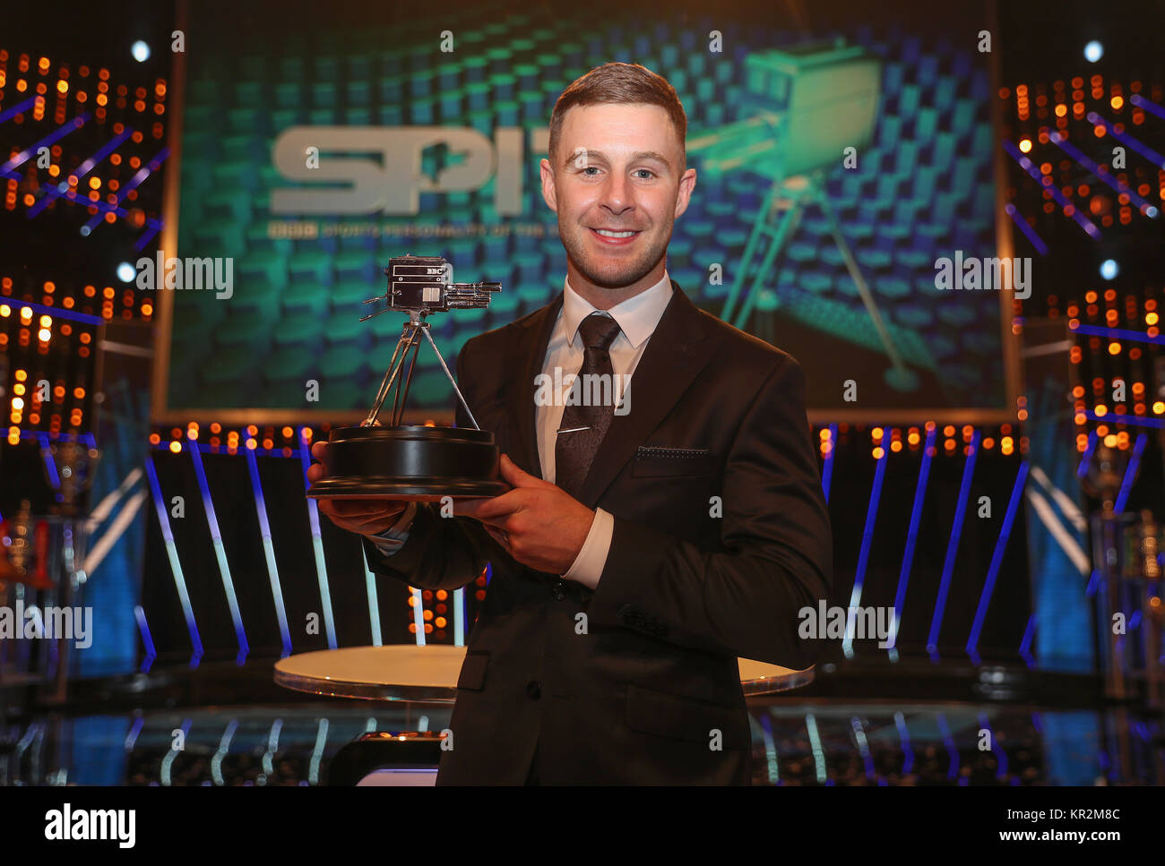 Jonathan Rae with his second place trophy during the BBC Sports ...