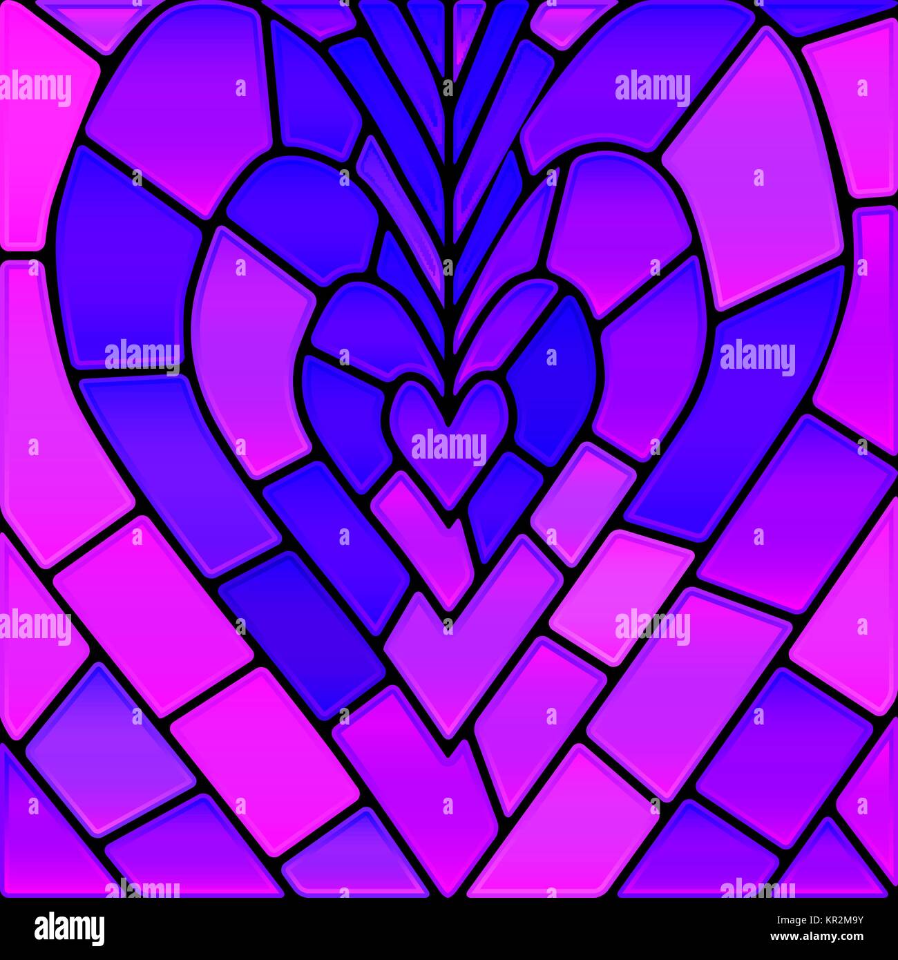 abstract vector stained-glass mosaic background - violet heart Stock ...