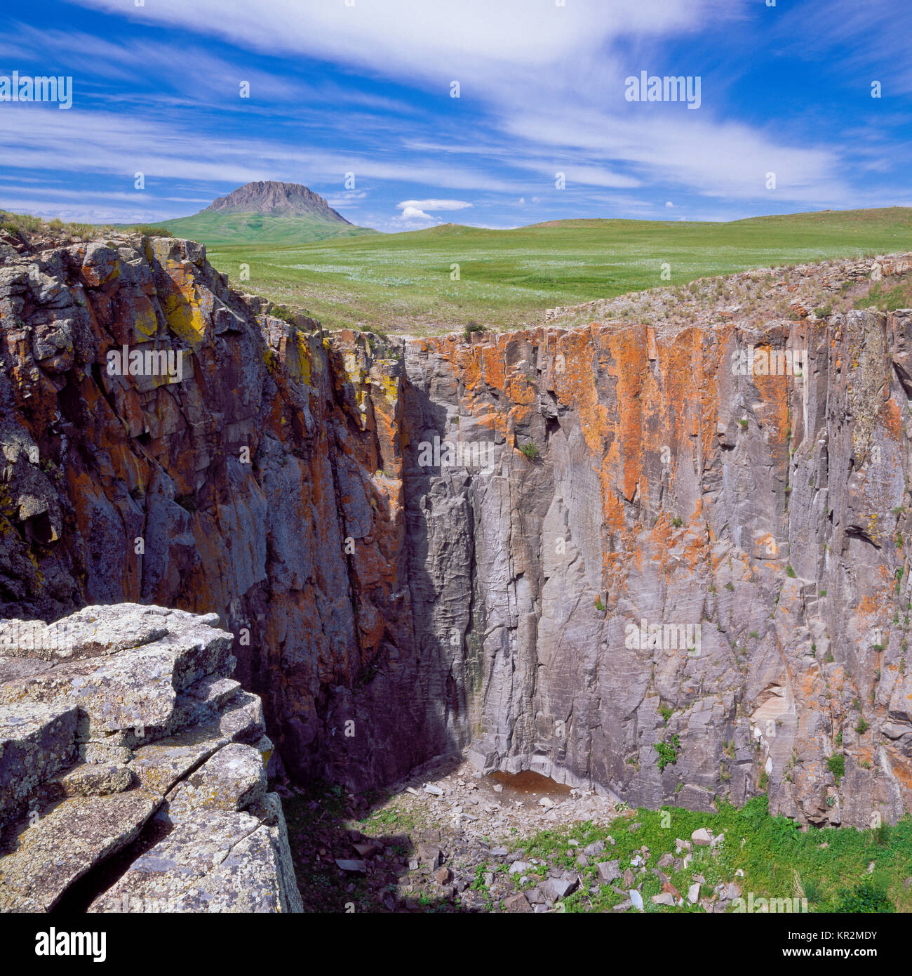 buffalo falls pishkun (buffalo jump) and birdtail butte on the prairie ...