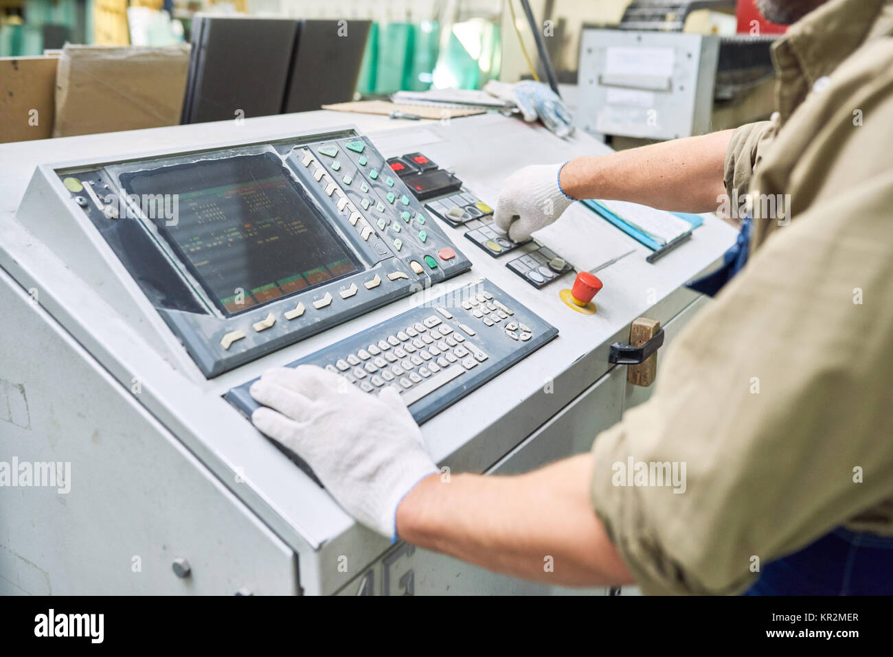 Operating machine factory closeup production hi-res stock photography ...