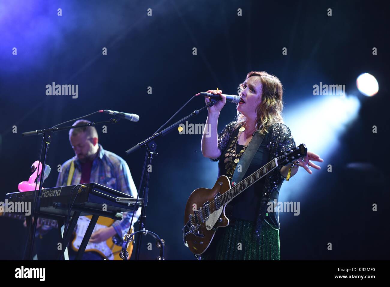 Slovakia, Trencin – July 6, 2017. Rachel Goswell (R) of Slowdive ...