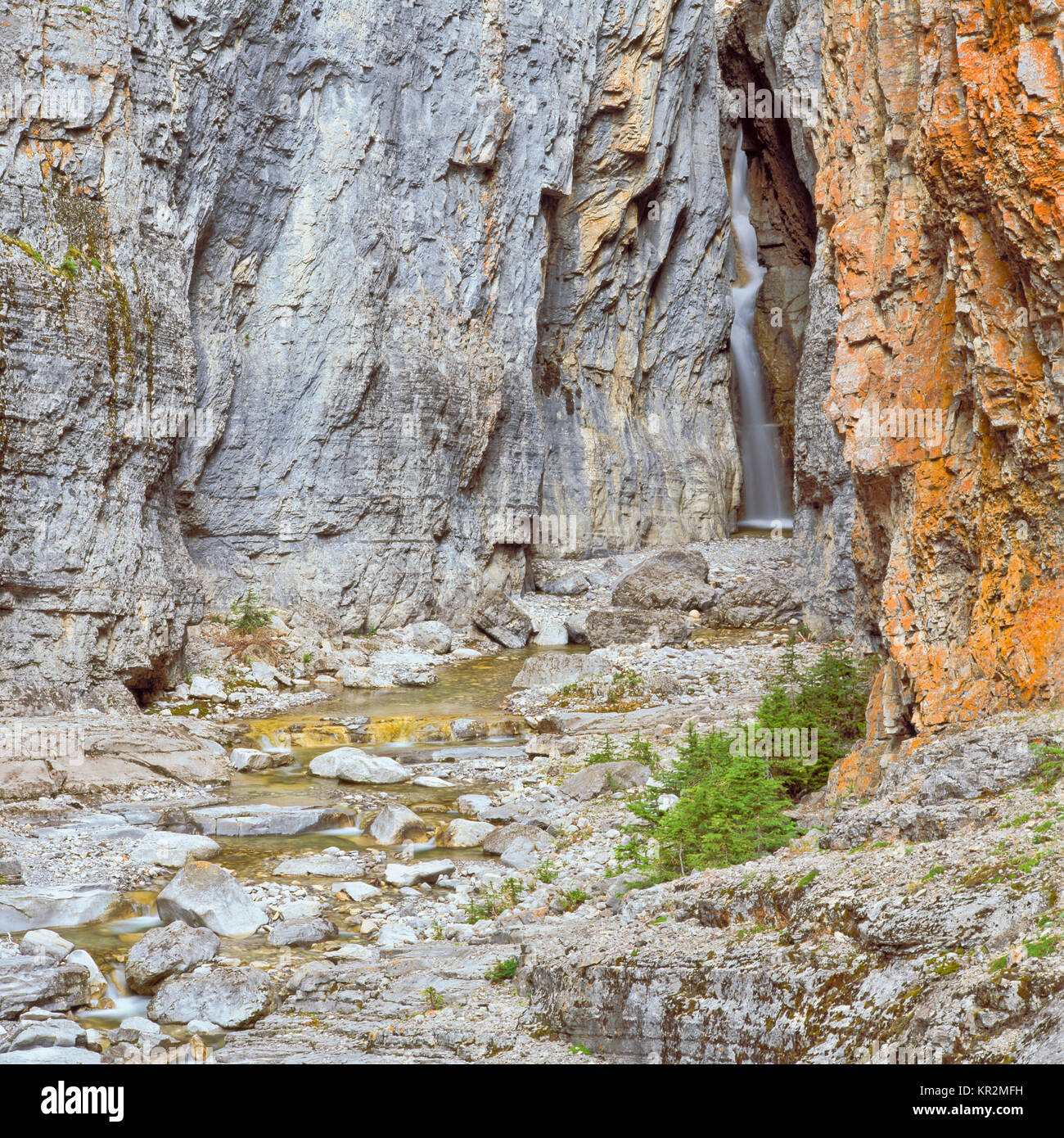 muddy creek canyon and waterfall along the rocky mountain front near ...