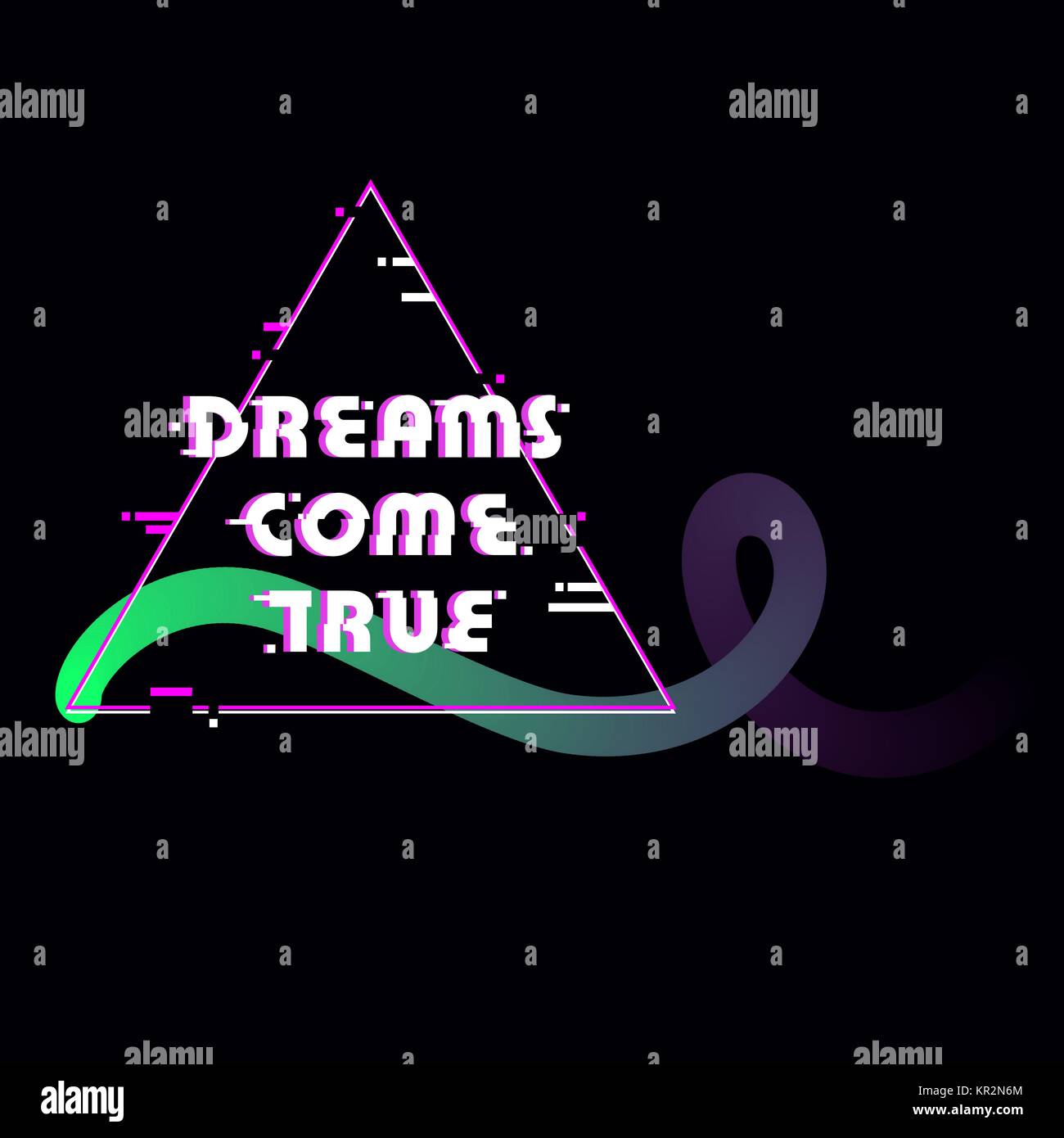 Dreams come true glitched text in triangle frame Stock Vector Image ...