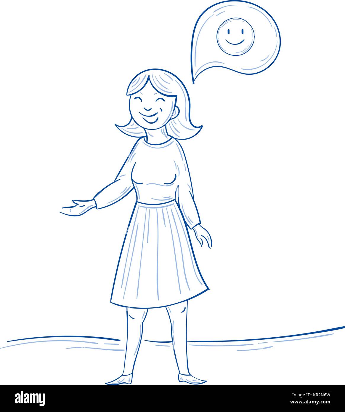 Woman thinking positive. Smile happy thought Stock Vector Image & Art ...