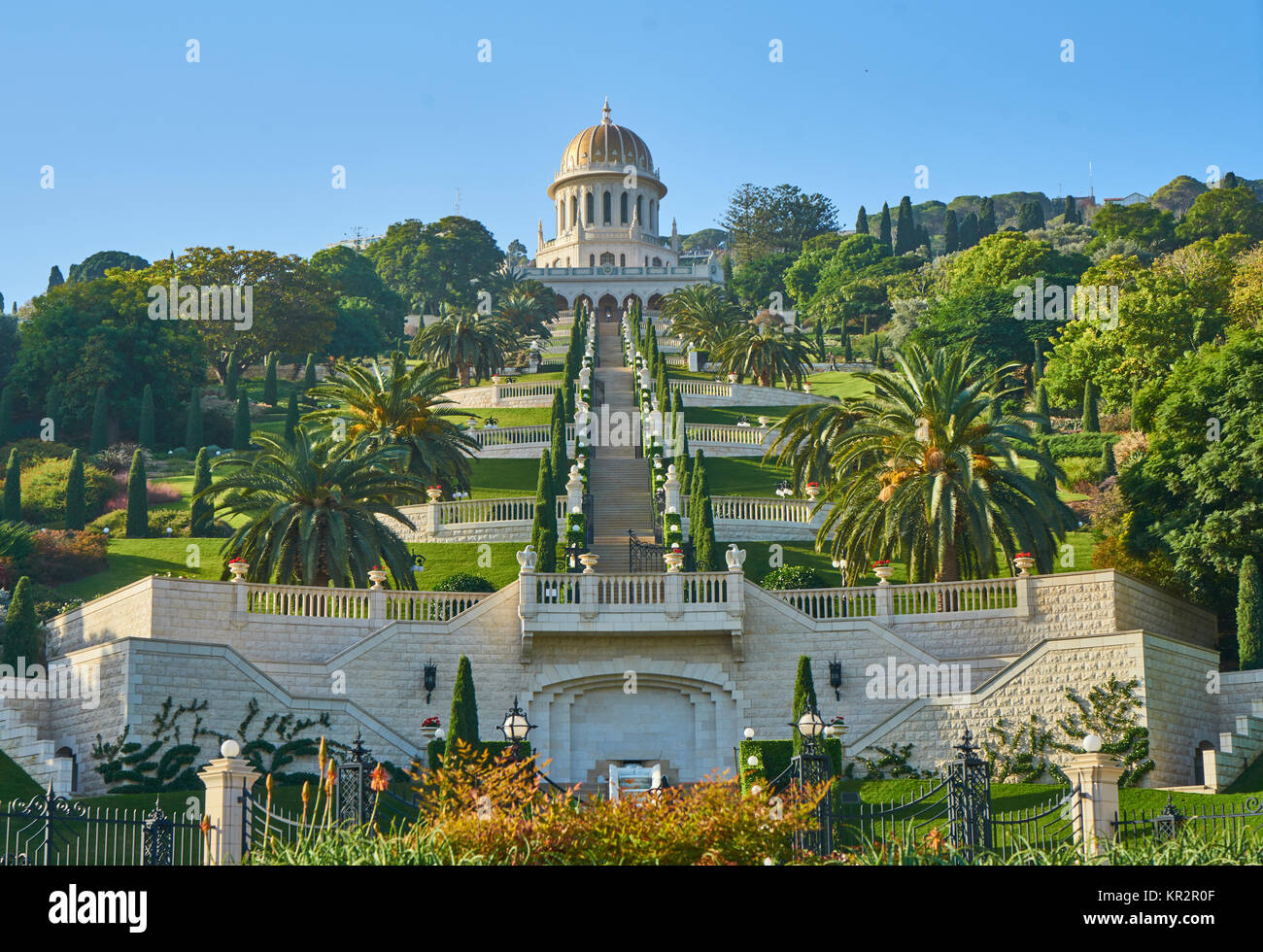 Bahai gardens and temple on the slopes of the Carmel Mountain in Haifa ...
