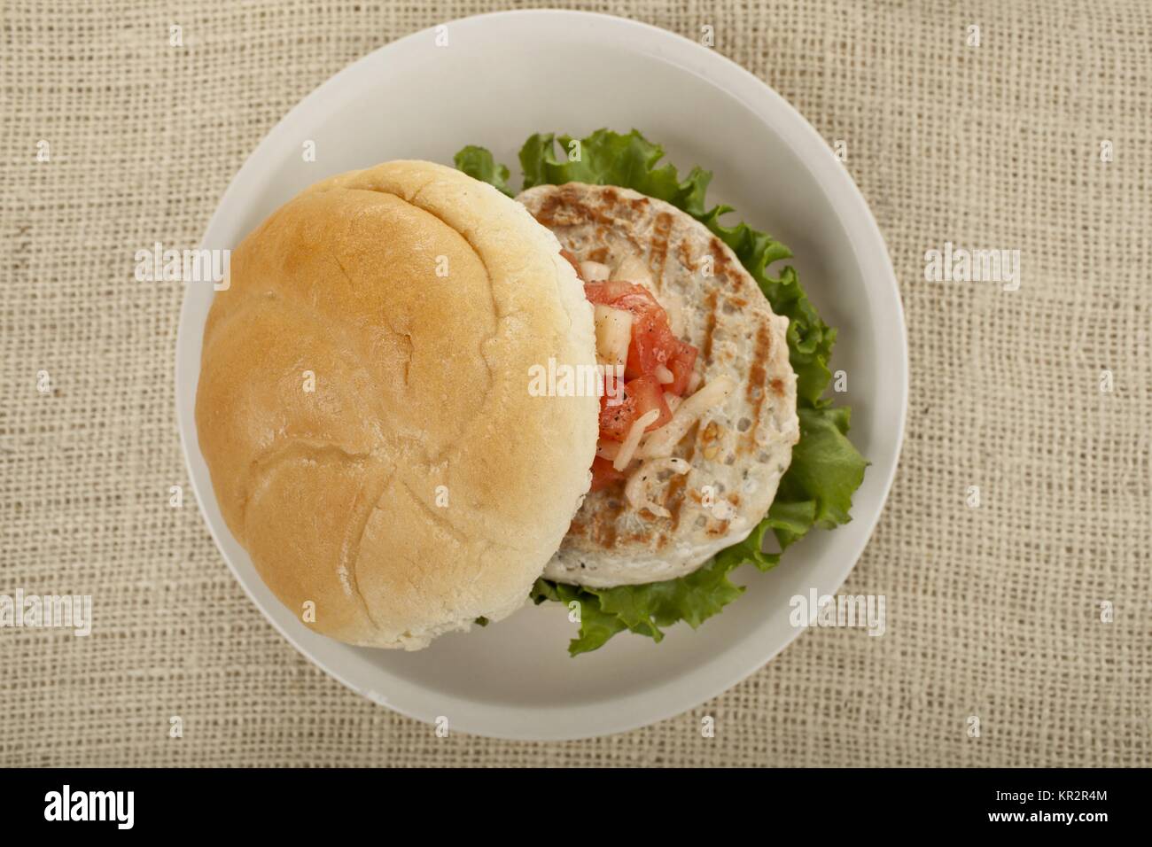 plate of grilled chicken burger Stock Photo - Alamy