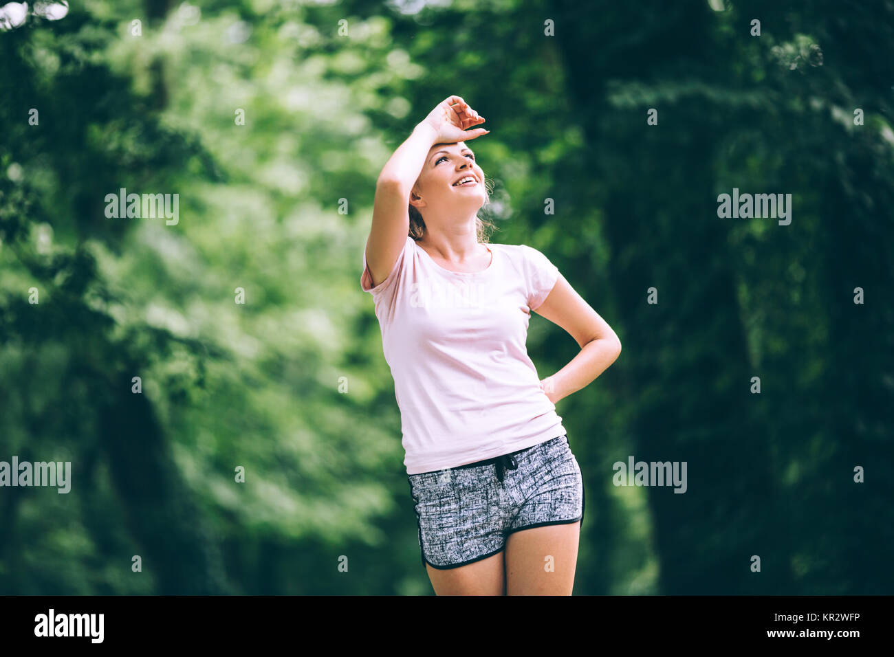 Beautiful jogging woman in naturea Stock Photo - Alamy