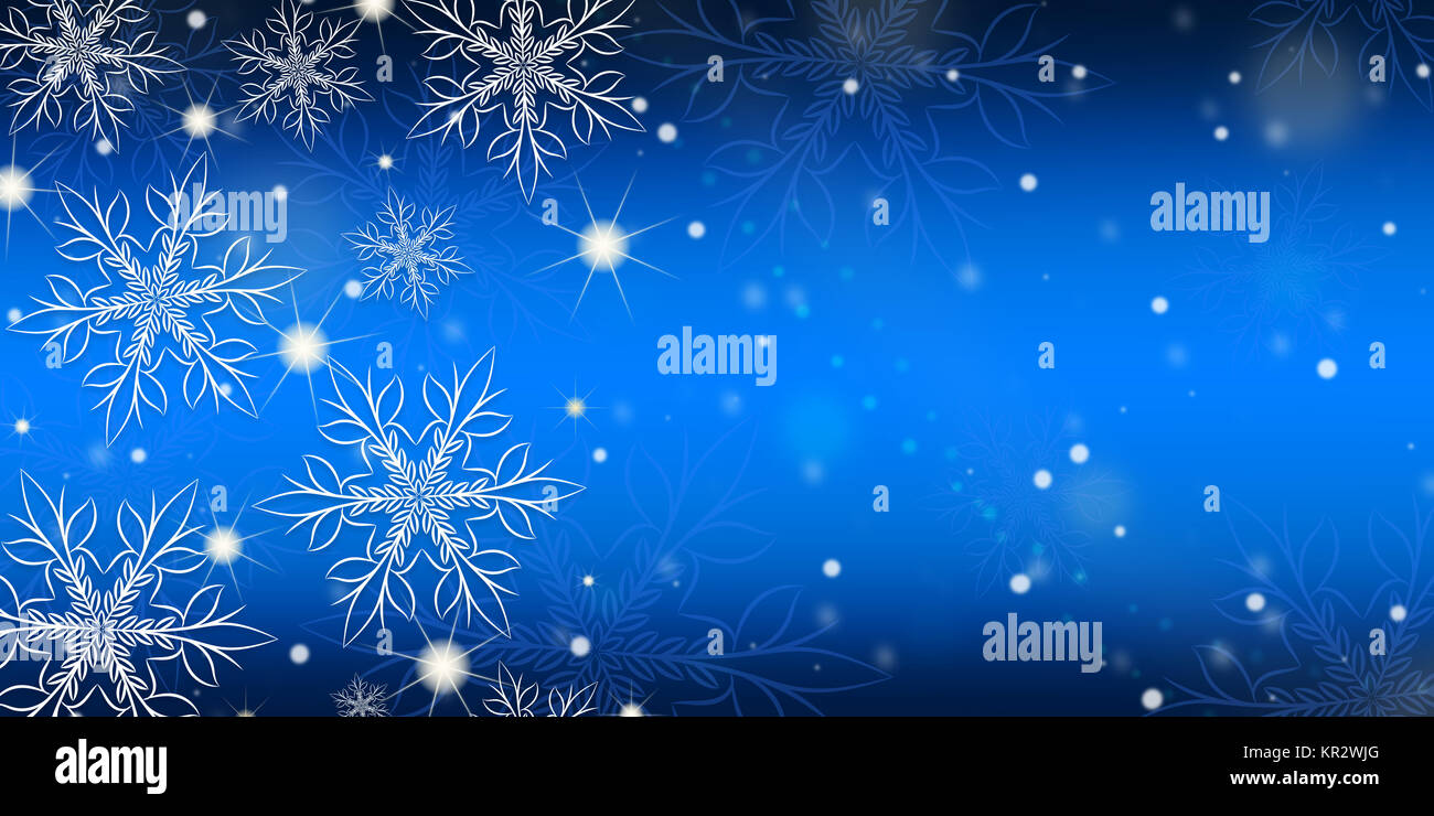 Blue gradient background with snowflakes, banner Stock Photo - Alamy