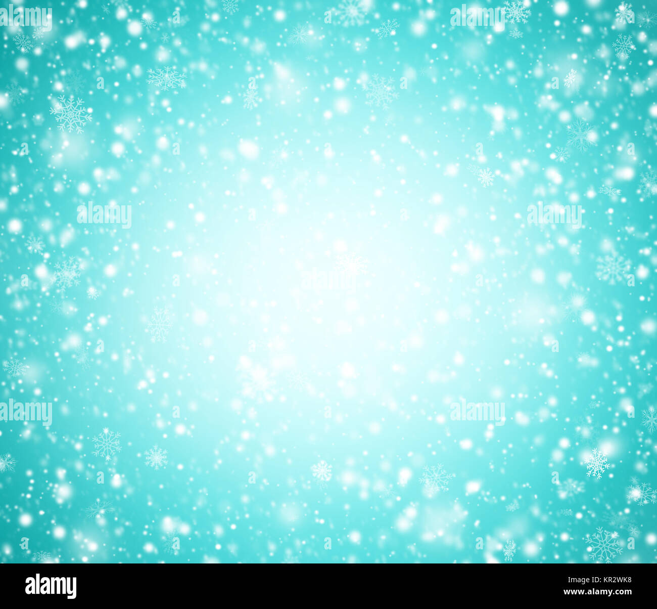 Cyan winter background with snowflakes Stock Photo - Alamy