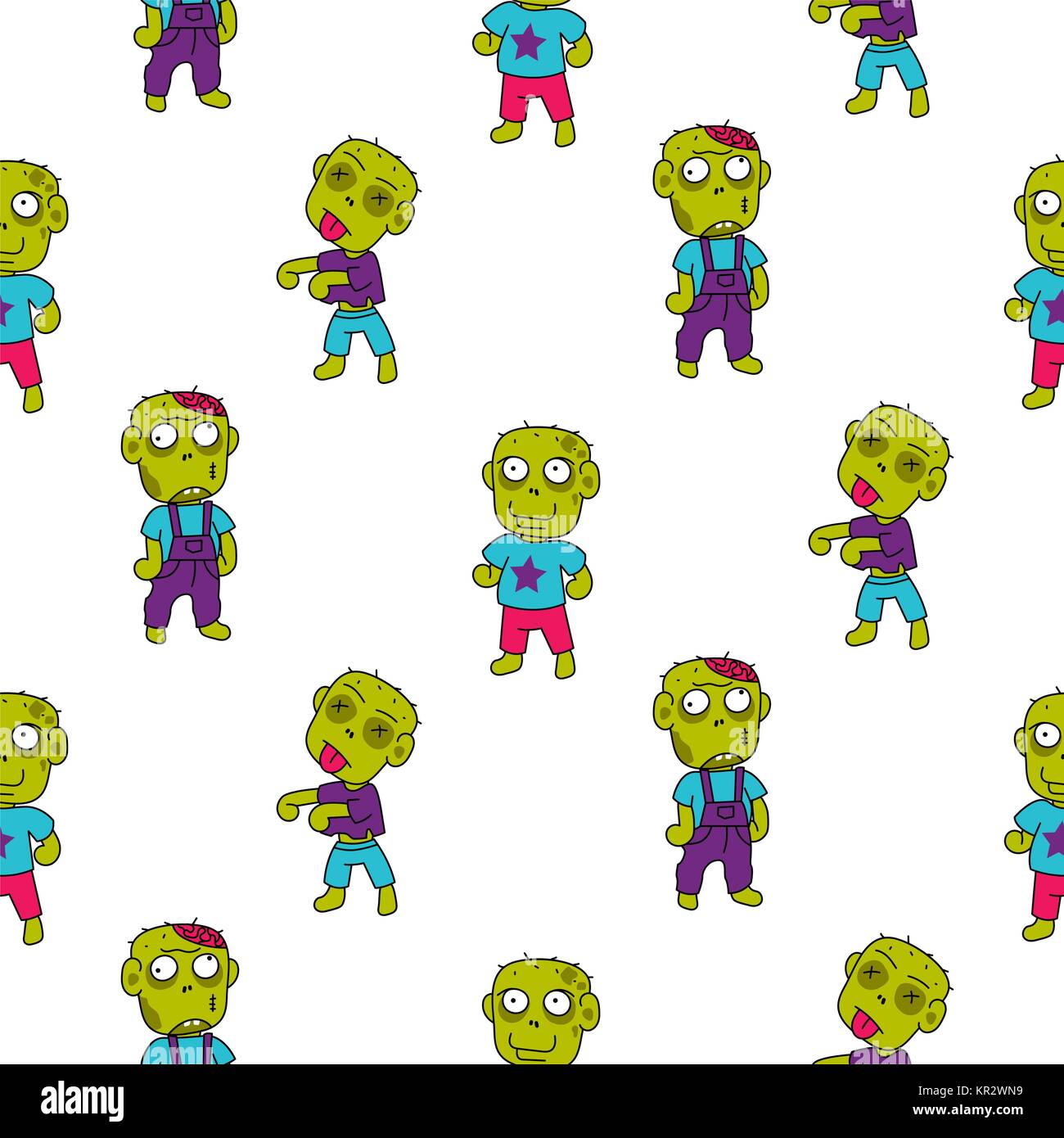 Zombie cute cartoon kid seamless pattern Stock Vector Image & Art - Alamy