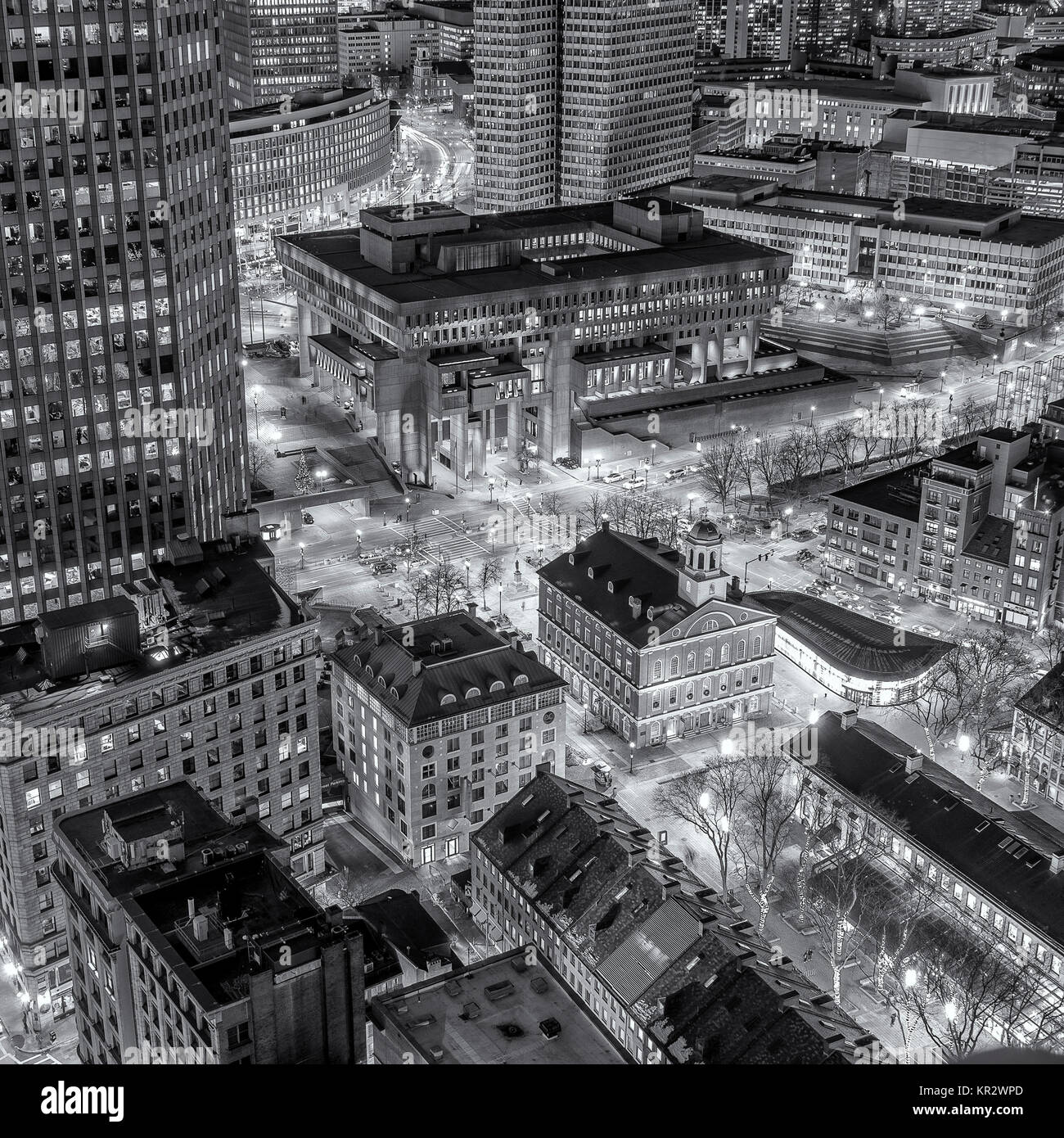 Boston city hall aerial hi-res stock photography and images - Alamy