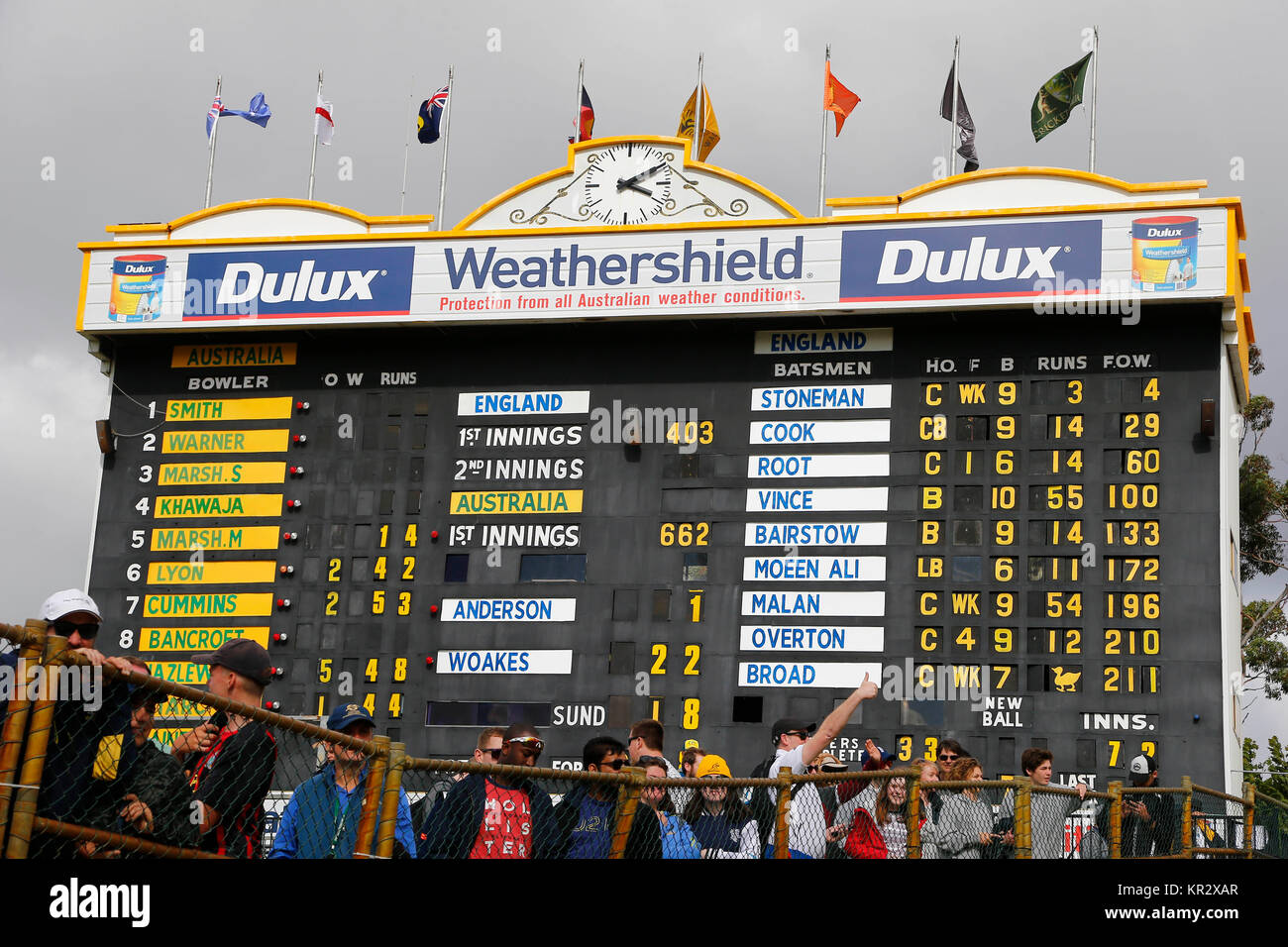 General view of the scoreboard during day five of the Ashes Test match ...