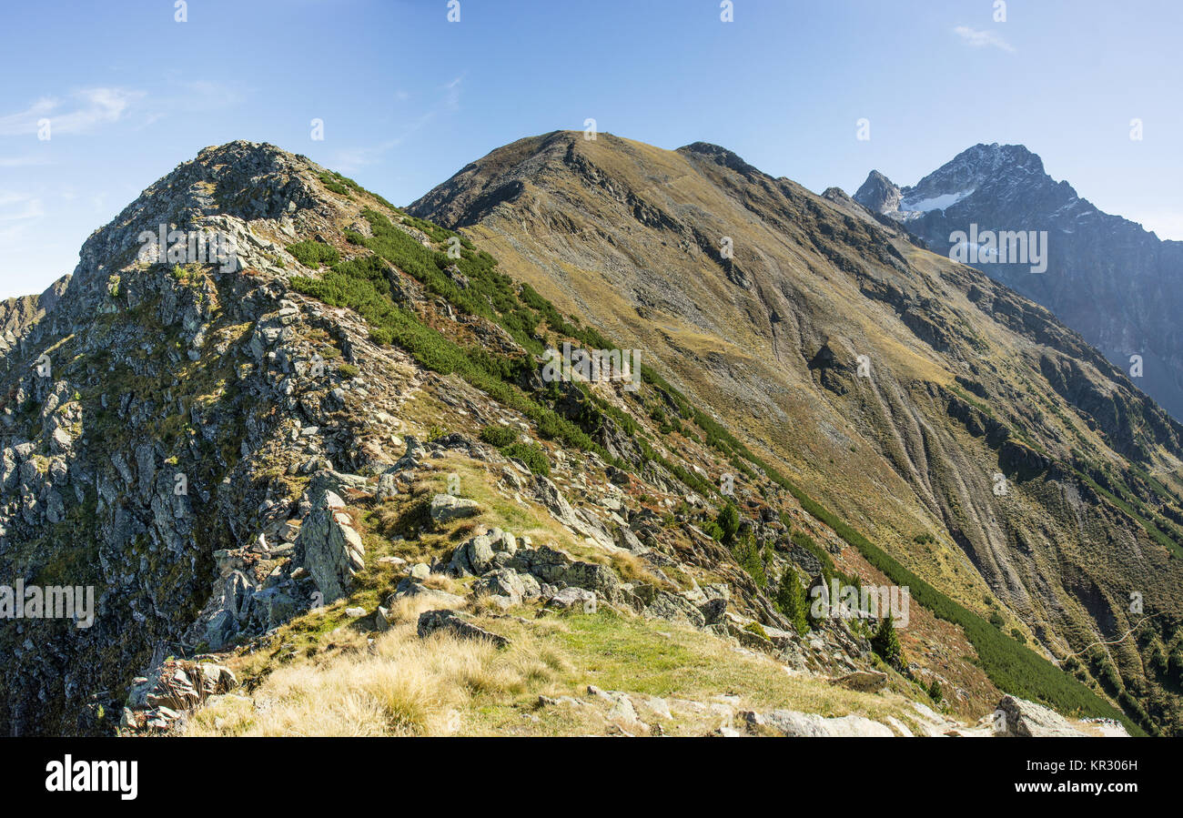 Mountains and peaks landscape, natural environment. Hiking in the alps ...