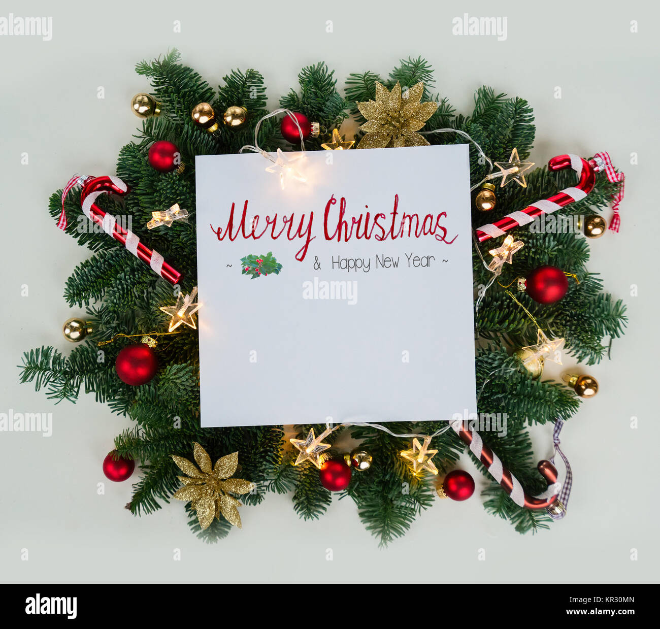 Christmas background with evergreen tree Stock Photo - Alamy