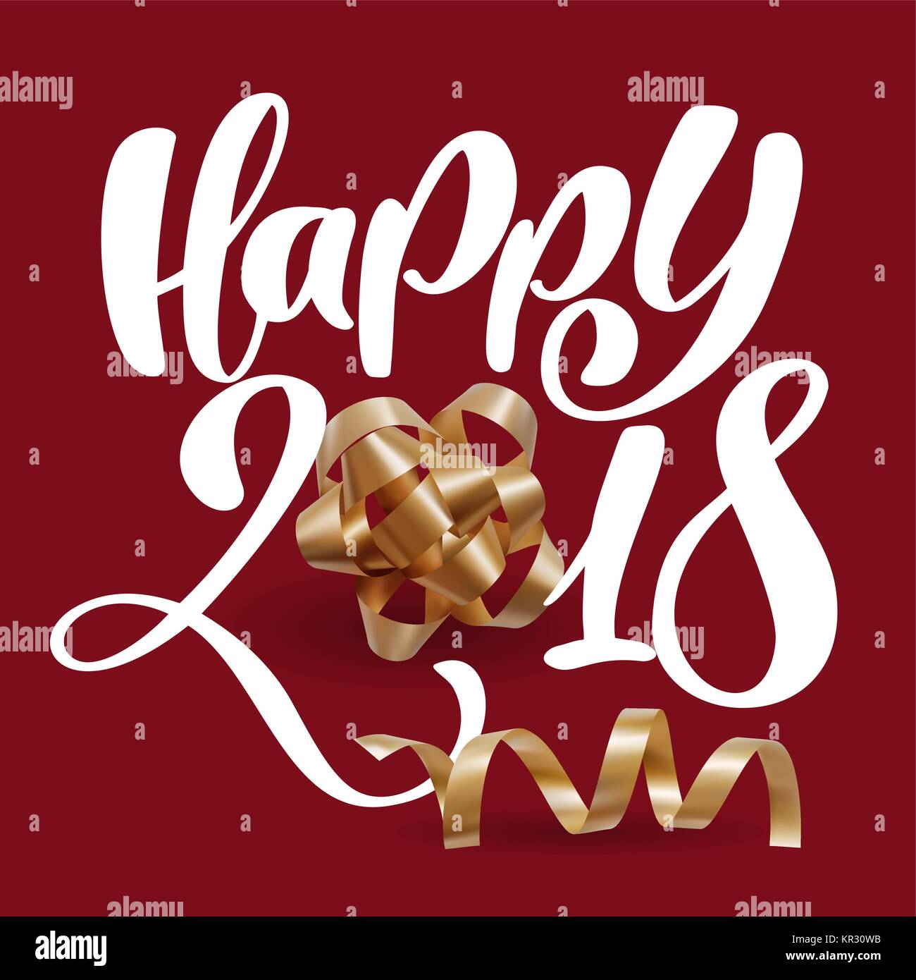 Christmas Greeting Card. Happy 2018 lettering, red background vector ...