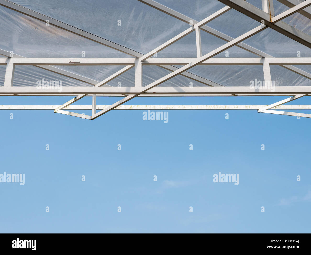 Metal frame of the modern canopy under the clear blue sky Stock Photo ...