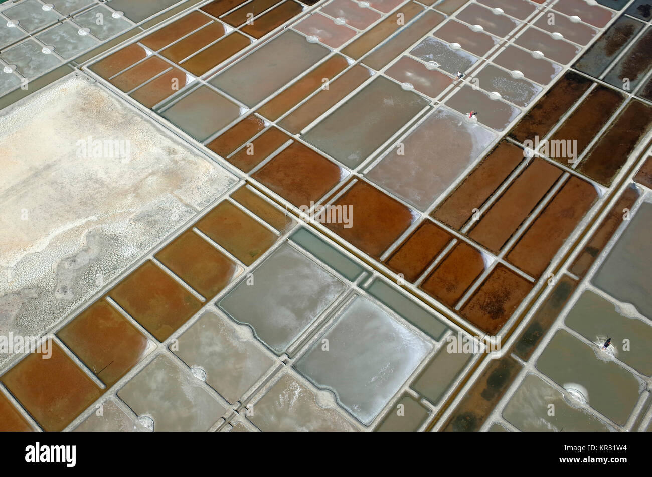 Guerande (north-western France): aerial view of the salt marshes of ...