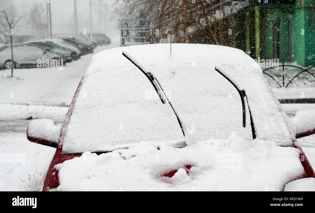 Cars Covered With Fresh White Snow After A Heavy Blizzard Stock Photo ...