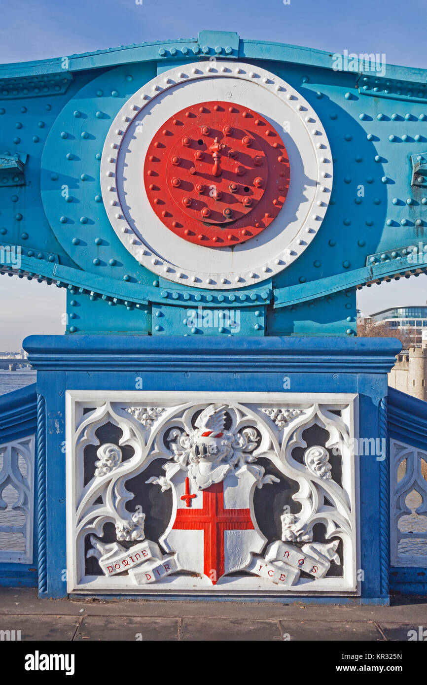 Decorative wrought iron and rivet detail on London's Tower Bridge Stock ...