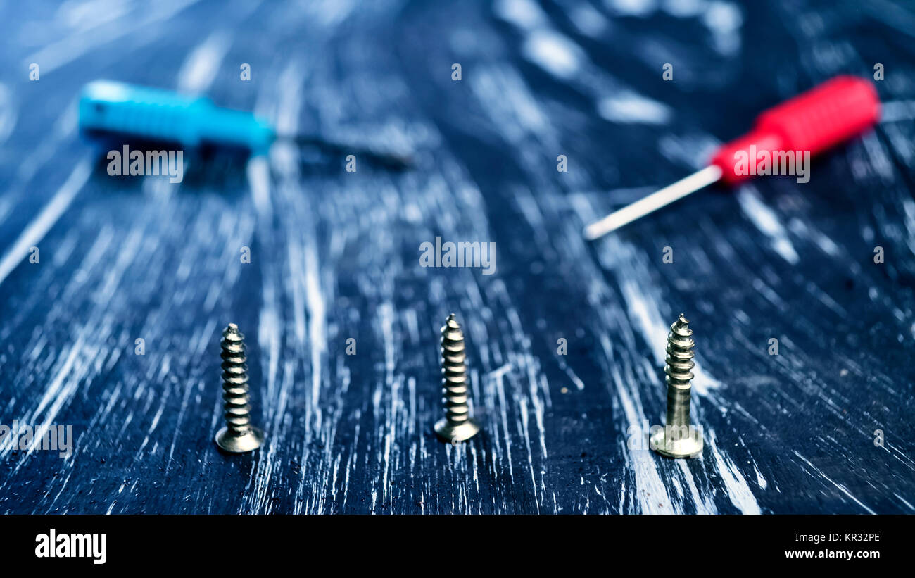 Screwdrivers to repair lying on the table. Men's housework. Fix Stock ...