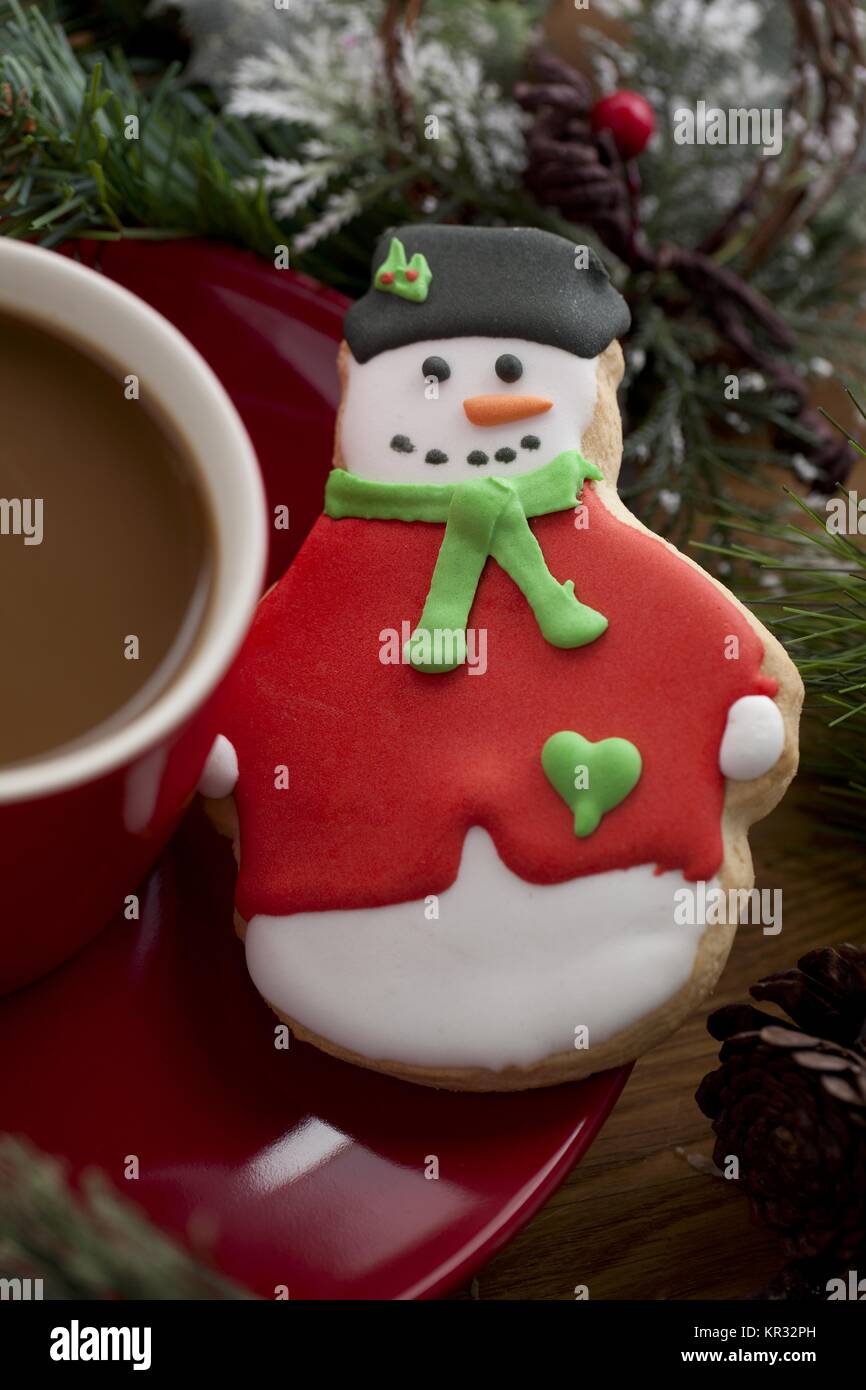 snowman cookie and coffee Stock Photo - Alamy