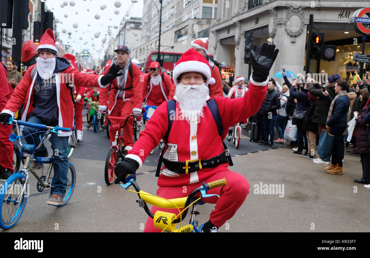Pic shows: Santa bike rally down Oxford Street collecting for St Thomas ...