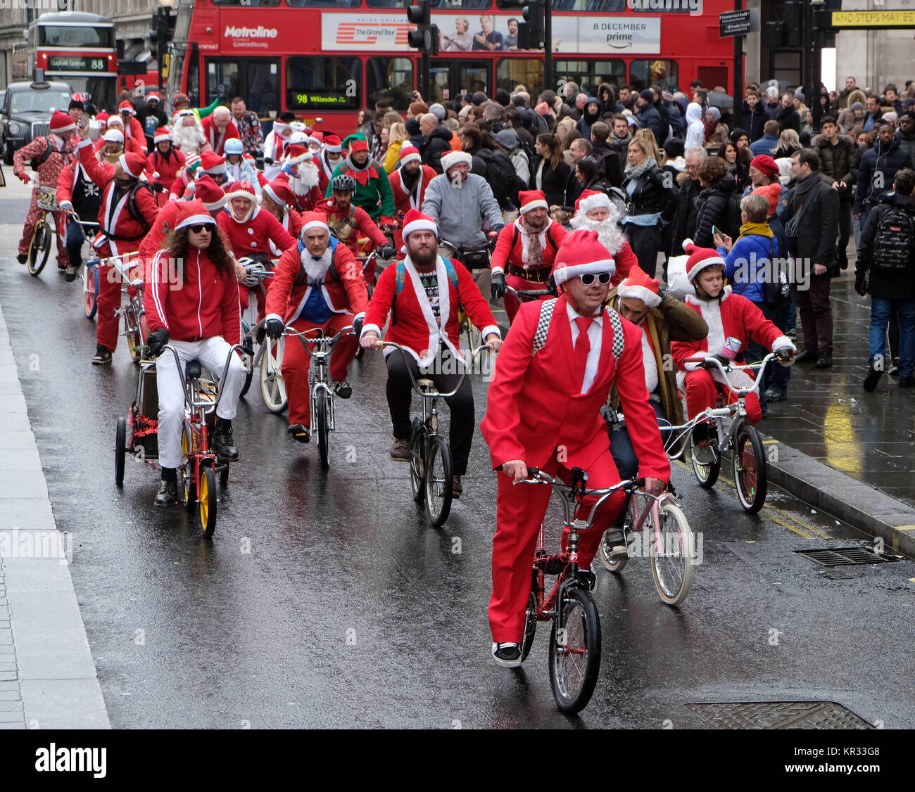 Pic shows: Santa bike rally down Oxford Street collecting for St Thomas ...