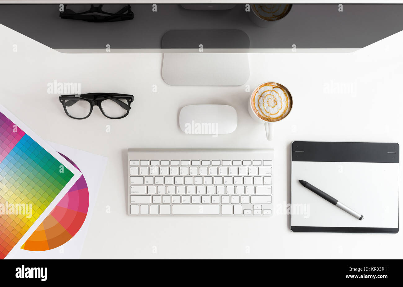 Office Desk Top View Psd