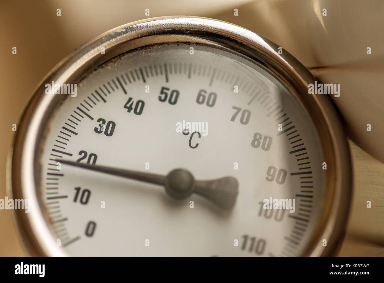 Thermometer in pipeline system industry focus close up Stock Photo - Alamy
