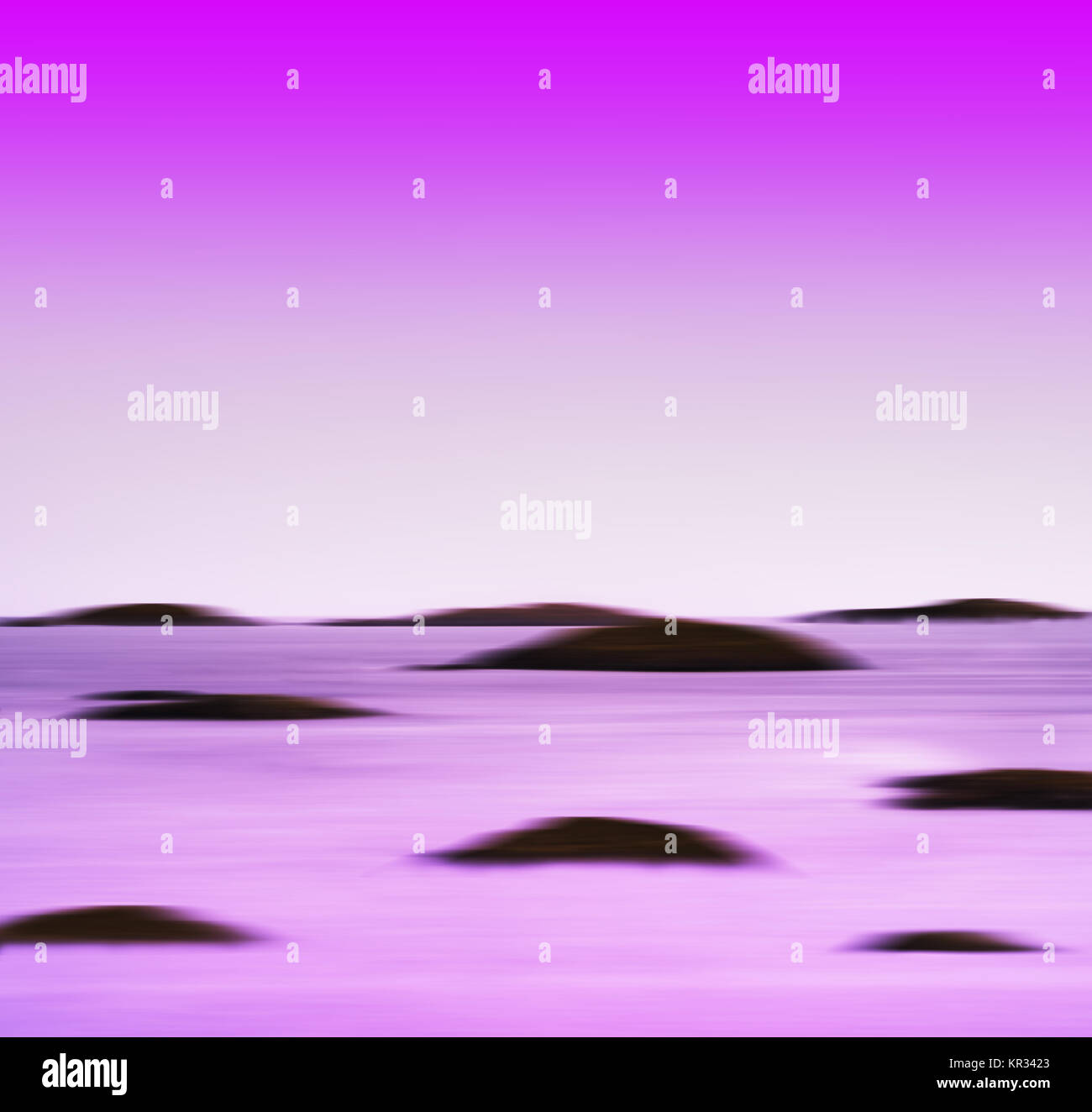Square vivid pink purple ocean landscape islands abstraction bac Stock ...