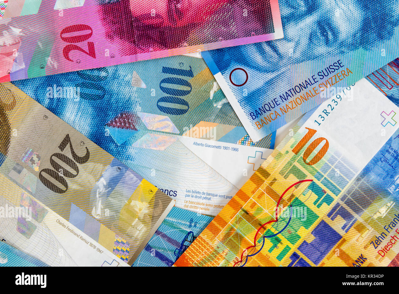 swiss franc banknotes as background Stock Photo - Alamy