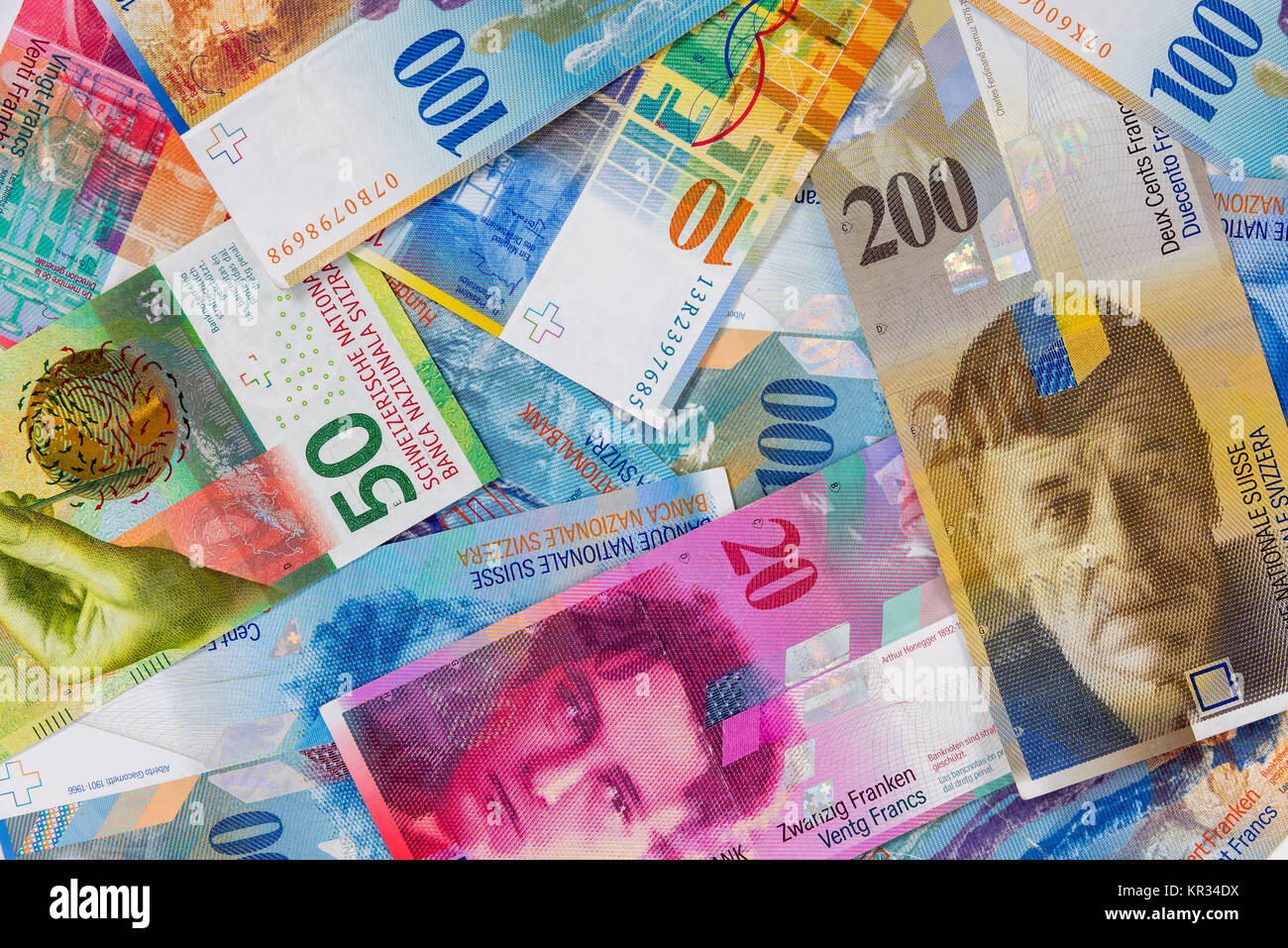 swiss franc banknotes as background Stock Photo - Alamy