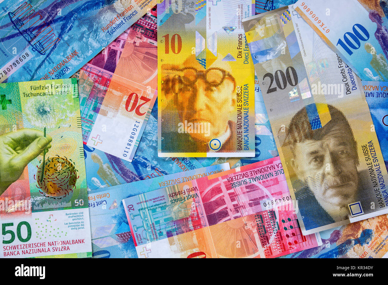 swiss franc banknotes as background Stock Photo - Alamy