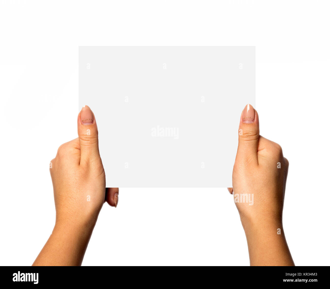 Hands holding big blank paper Stock Photo - Alamy