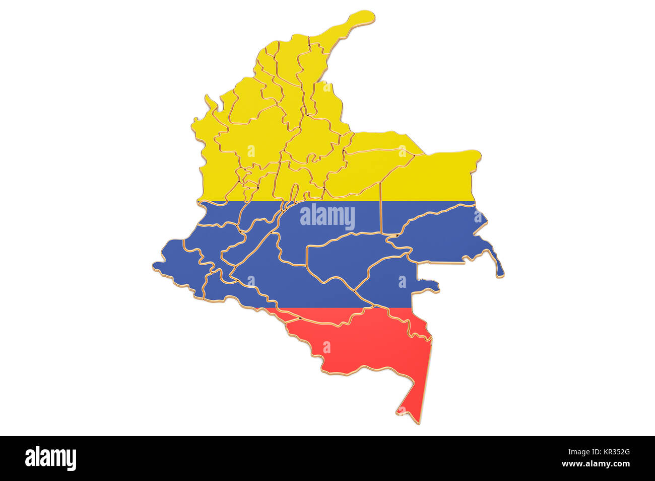 Map of Colombia, 3D rendering isolated on white background Stock Photo ...