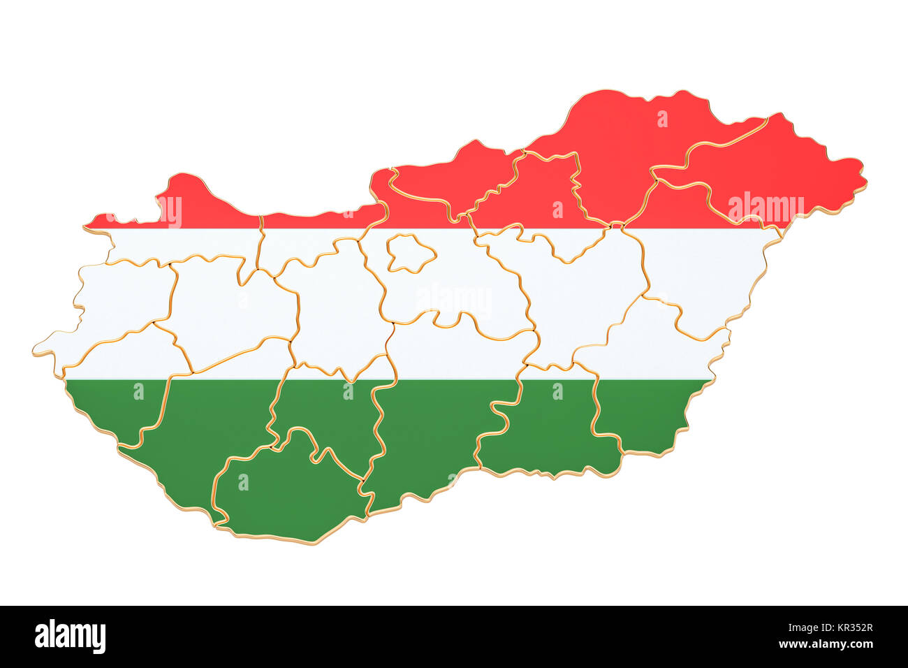Map of Hungary, 3D rendering isolated on white background Stock Photo ...