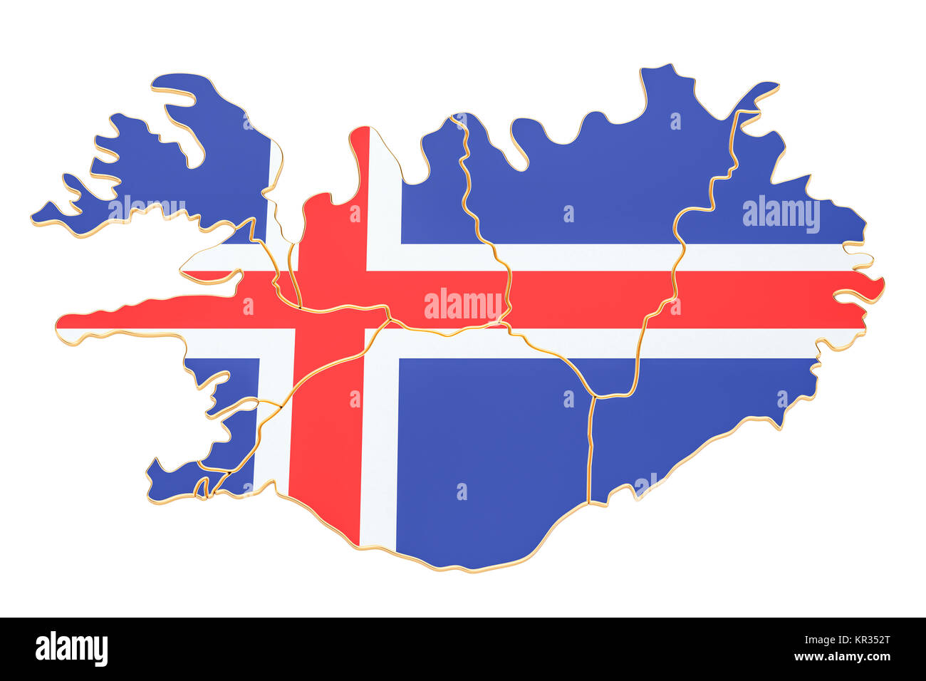 Map of Iceland, 3D rendering isolated on white background Stock Photo ...