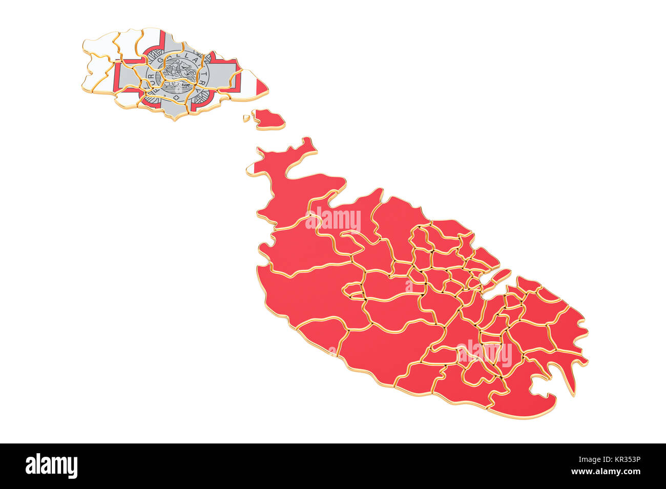 Map of Malta, 3D rendering isolated on white background Stock Photo - Alamy