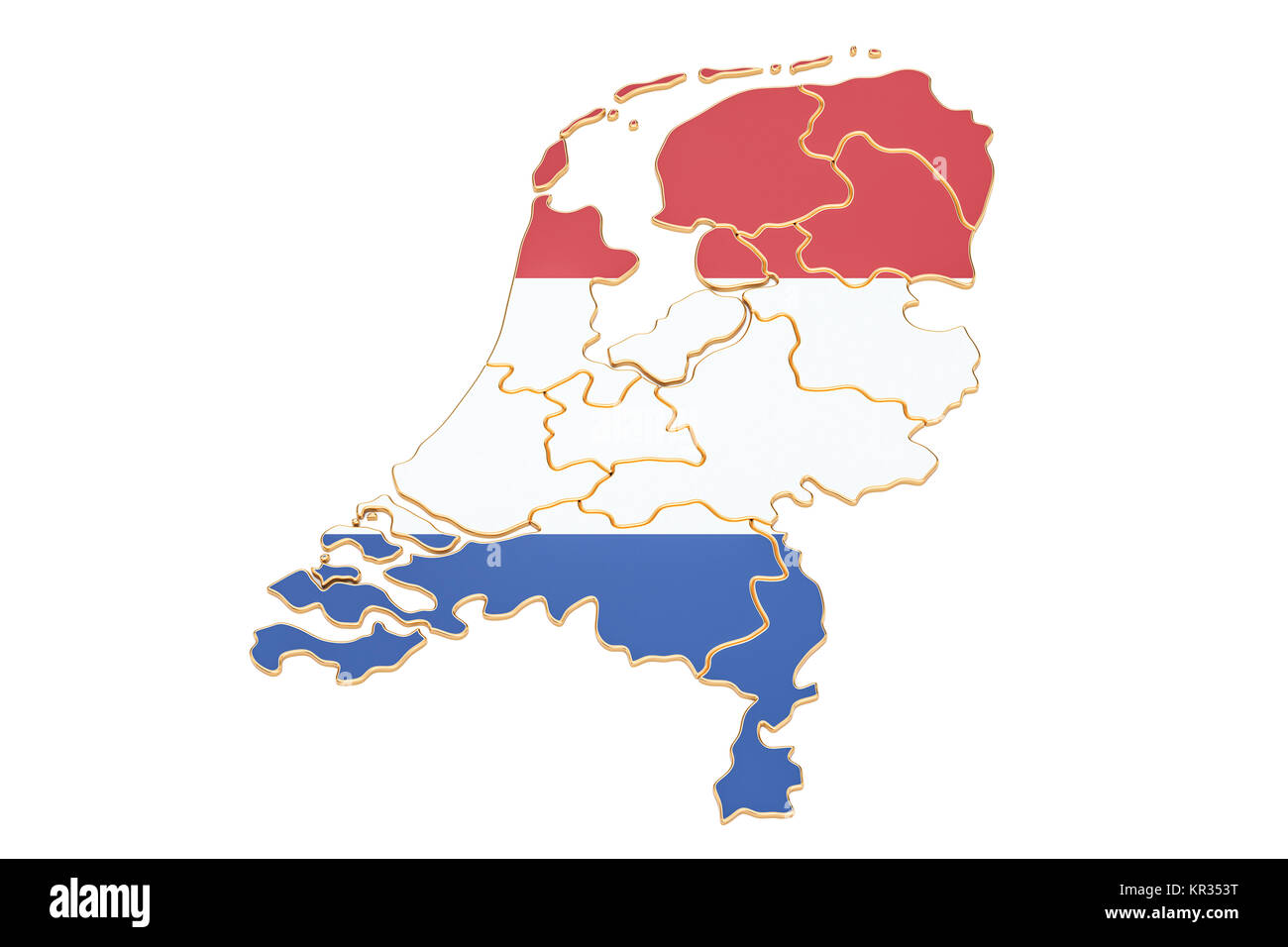 Map of Netherlands, 3D rendering isolated on white background Stock ...