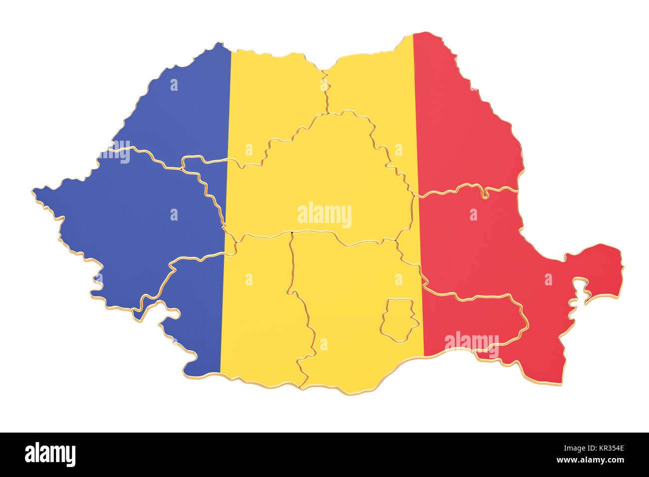 Map of Romania, 3D rendering isolated on white background Stock Photo ...