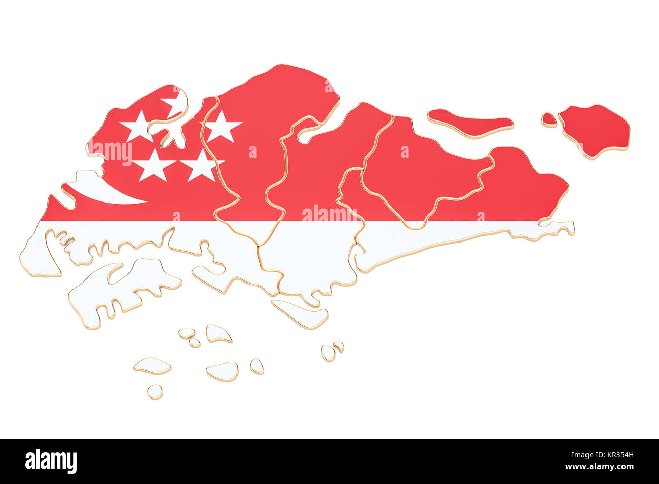 Map of Singapore, 3D rendering isolated on white background Stock Photo ...