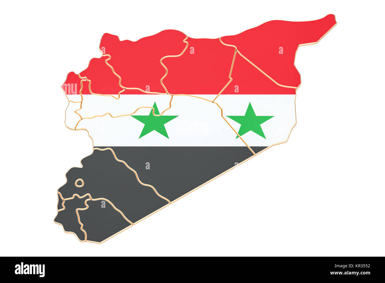 Map of Syria, 3D rendering isolated on white background Stock Photo - Alamy