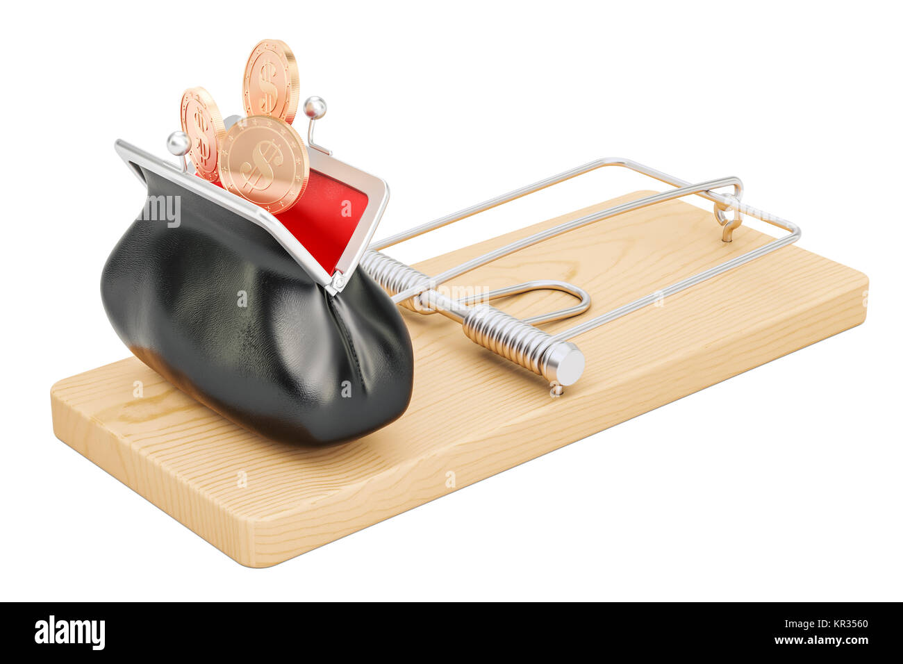 Money trap with purse, 3D rendering isolated on white background Stock ...