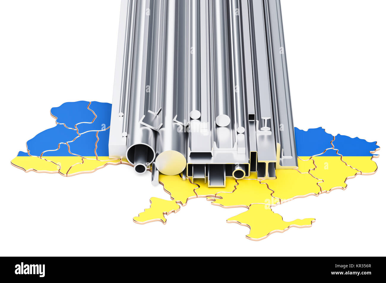 Production and trade of metal products in Ukraine, concept. 3D ...
