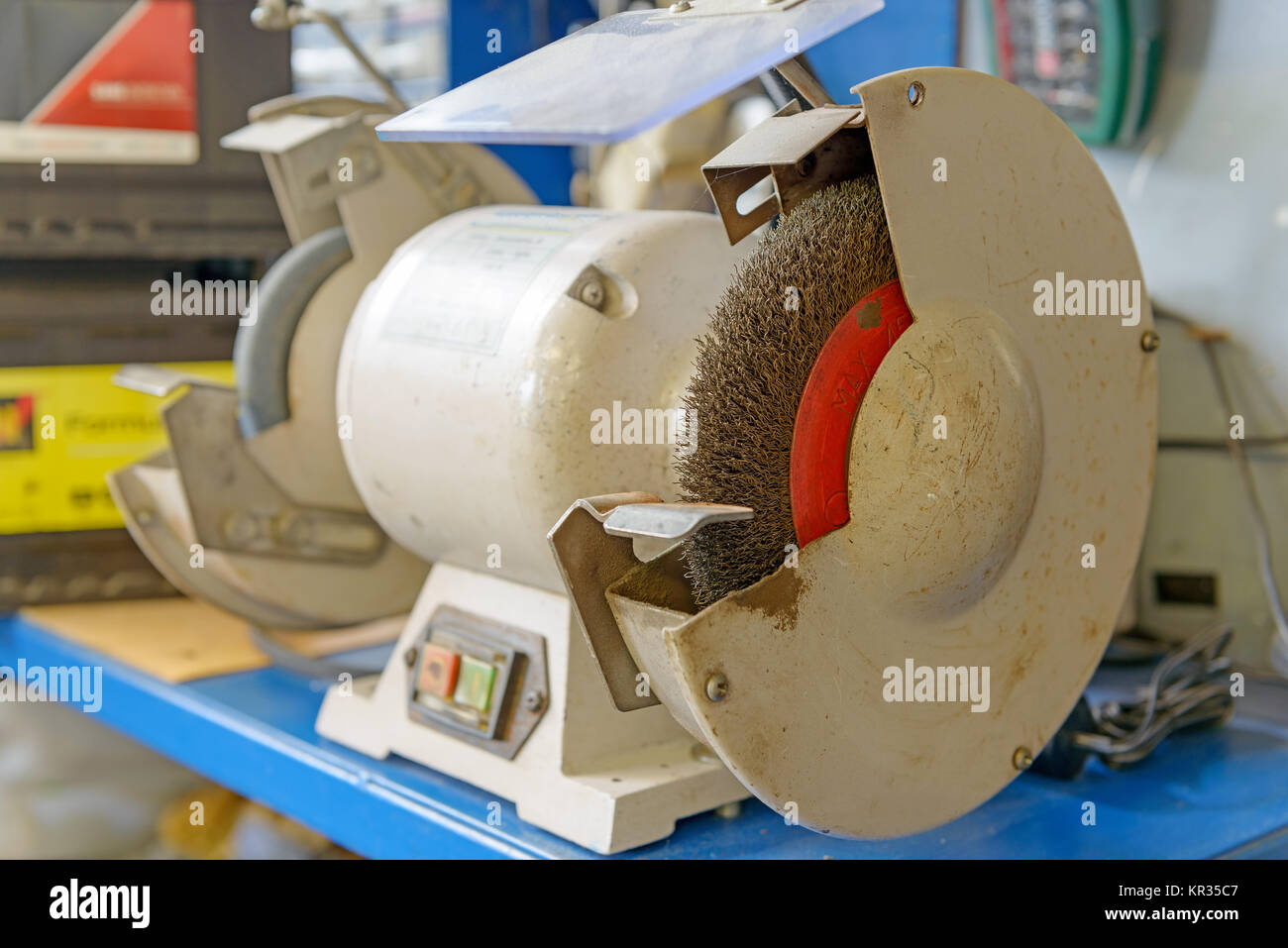 closeup of a bench grinder Stock Photo - Alamy